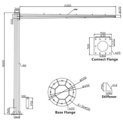 8M Traffic Light Pole With 6M Arm